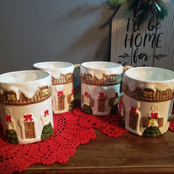 Dining | Christmas Village Mug Set Of 4 | Poshmark